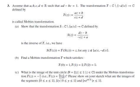 solved 3 assume that a b c d e r such that ad bc 1