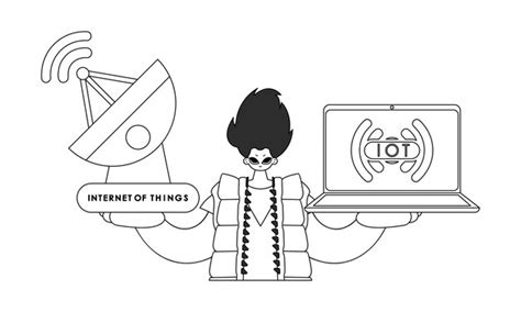 Premium Vector Man Holds Antenna And Laptop For Processing Iot Data Vector Linearly