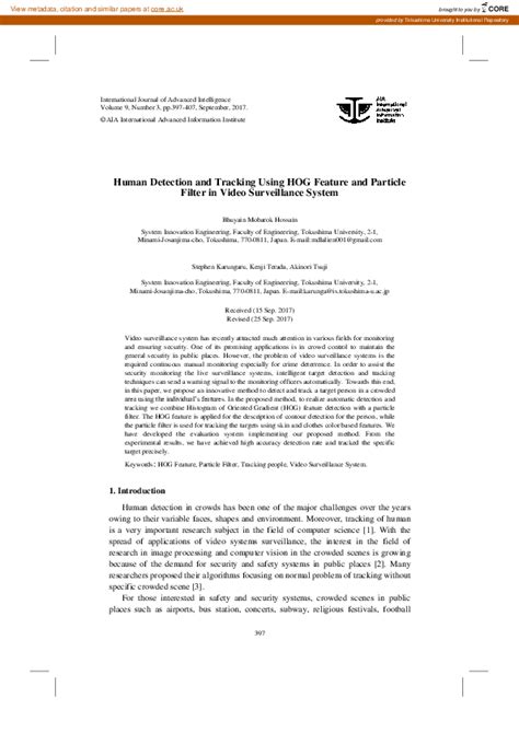 Pdf Human Detection And Tracking Using Hog Feature And Particle Filter