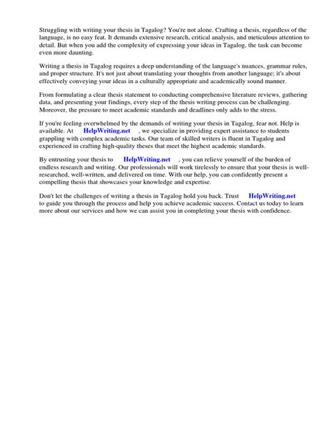 Sample Thesis Sa Tagalog Pdf Tagalog Language Thesis
