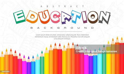 추상 교육 배경 다시 학교 학습 학생 교육 다채로운 연필 벡터 일러스트 배경 개념에 대한 스톡 벡터 아트 및 기타 이미지