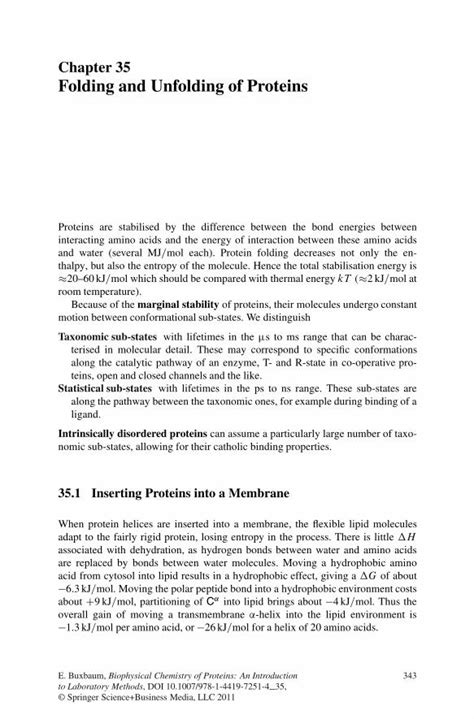 Pdf Biophysical Chemistry Of Proteins Folding And Unfolding Of Proteins Dokumen Tips