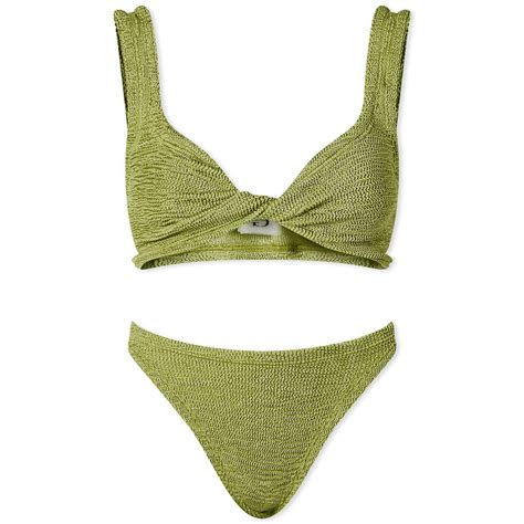 Hunza G Womens Juno Bikini In Metallic Moss Hunza G