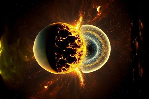 Premium Photo Collision Of Two Planets In Open Space Created With Generative Ai Technology