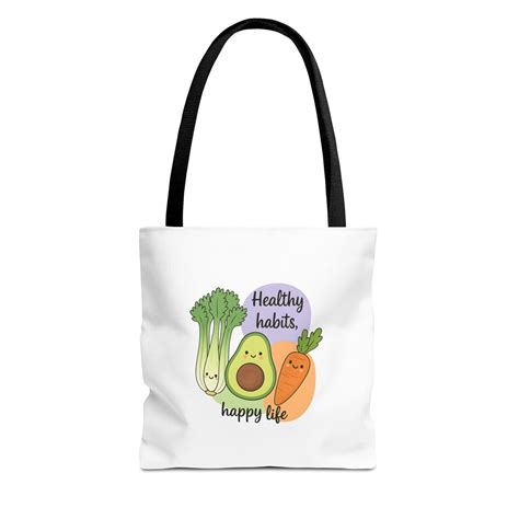 Healthy Habits Tote Bag Motivational Eco Friendly Shopping Bag T