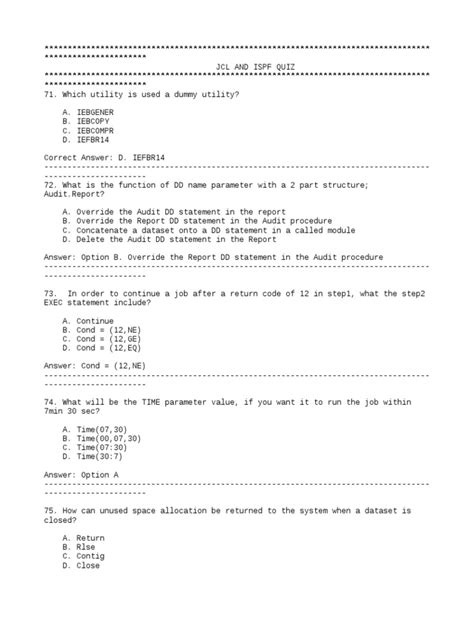 Jcl Quiz Pdf Computer Engineering Operating System Families