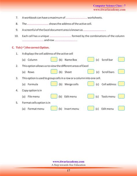 class 7 computer science chapter 4 basics of microsoft excel
