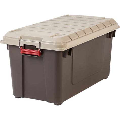 Iris 82 Qt Stackable Storage Tote With Heavy Duty Red Buckles And