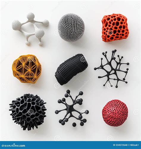 A Collection Of Colorful Abstract Shapes Resembling Biological Structures On A White Background