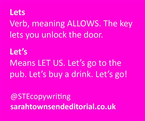 Lets Vs Let S Simple Tips To Remember The Difference Sarah Townsend