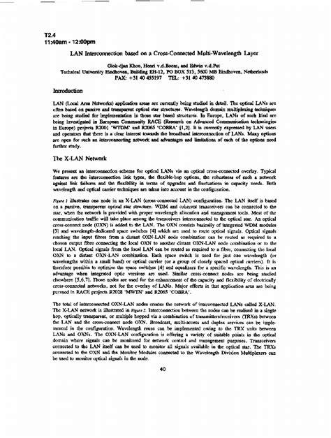 Lan Interconnection Based On A Cross Connected Multi Wavelength Layer Ieee Conference