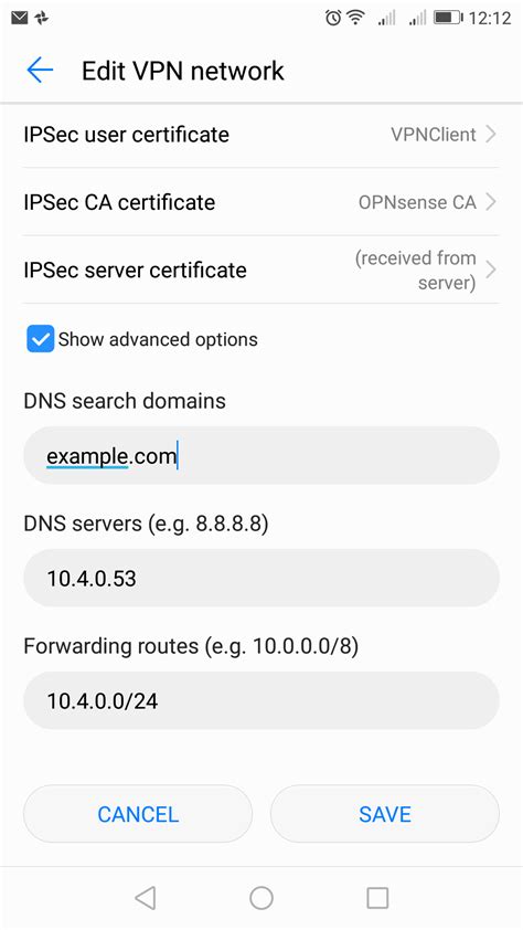 IPsec Setup Android Remote Access OPNsense Documentation