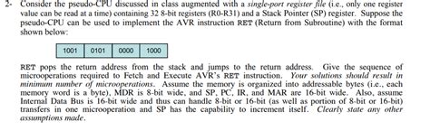 Solved 2 Consider The Pseudo Cpu Discussed In Class