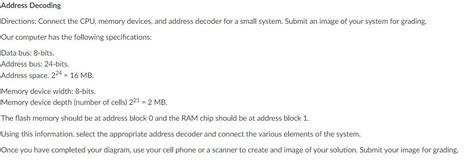 Solved Address Decoding Directions Connect The Cpu Memory