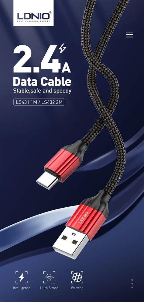 Ldnio Ls431 Mobile Phone Fast Charging Data Communication Cable Quick Charge 2 4a Type C Micro
