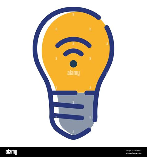 Led Smart Light Bulb Wireless Single Isolated Icon With Dash Or Dashed Line Style Vector
