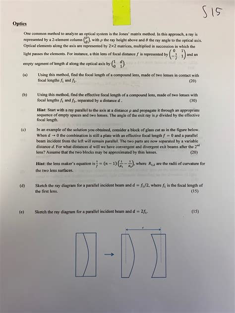 Solved Optics One Common Method To Analyze An Optical System