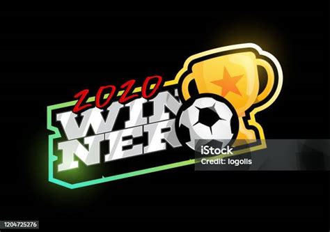 우승자 2020 축구 벡터 로고 복고풍 스타일의 벡터 엠블럼과 템플릿 로고 타입 디자인의 현대 전문 타이포그래피 스포츠 축구 공 과 컵 축구 다채로운 로고입니다 0명에 대한