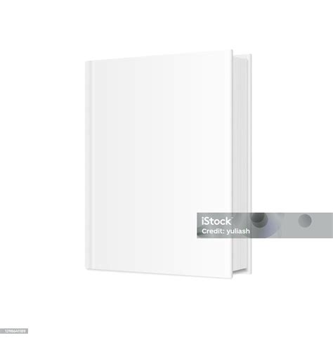 빈 책 템플릿입니다 Mockup 3d 벡터 사실적 흰색 덮개와 닫힌 책을 서 흰색 배경에 수직 빈 잡지 앨범 카탈로그 또는 일기 Eps10 책에 대한 스톡 벡터 아트 및