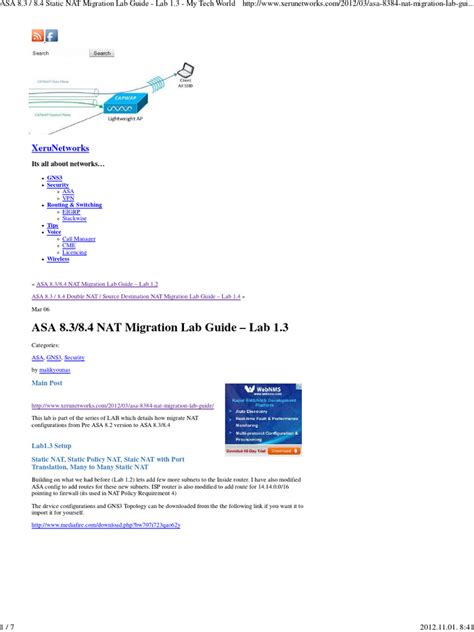 Asa 83 84 Static Nat Migration Lab Guide Lab 13 My Tech World