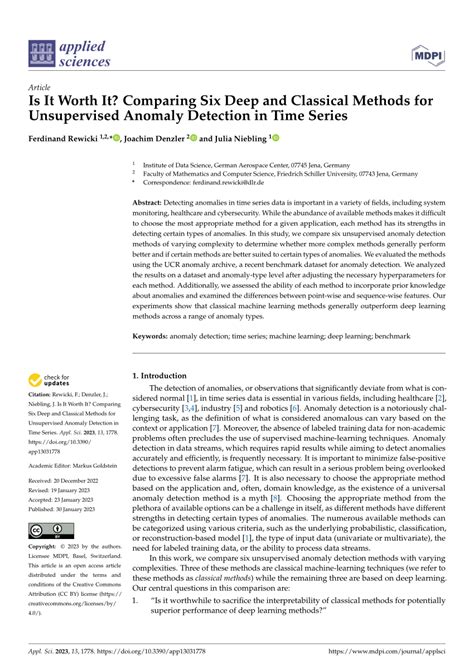 Pdf Is It Worth It Comparing Six Deep And Classical Methods For Unsupervised Anomaly