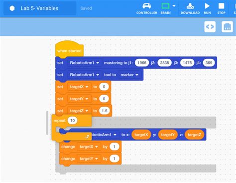 using an end effector use a repeat loop vex education