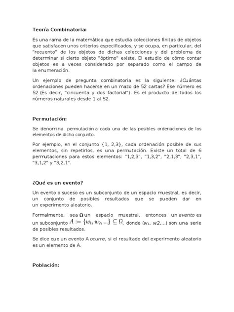 Teoría Combinatoria Pdf Combinatoria Conceptos Matemáticos