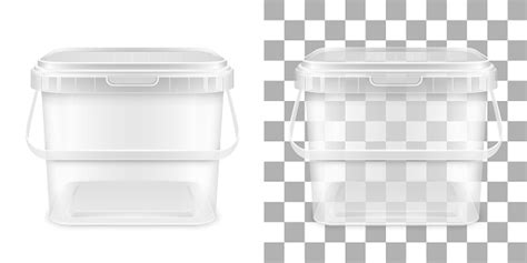 벡터 투명 사각형 손잡이와 빈 플라스틱 양동이 전면 보기 0명에 대한 스톡 벡터 아트 및 기타 이미지 0명 3차원 형태 건강한 식생활 Istock