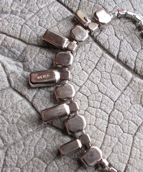 Vintage Weiss Costume Jewelry Clear Rhinestone Necklace Emerald Cut