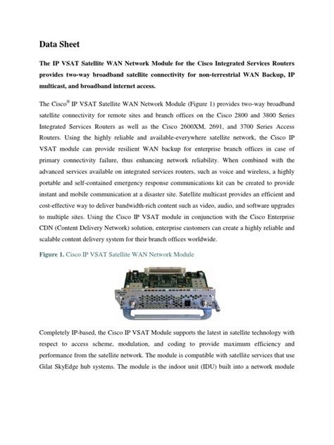 Data Sheet The Ip Vsat Satellite Wan Network Pdf Very Small Aperture Terminal Internet Access