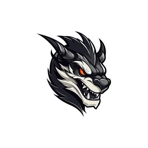 드래곤 캐릭터 머리 마스코트 E스포츠 로고 디자인 템플릿 프리미엄 벡터