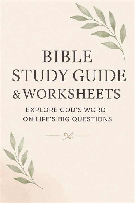 Bible Study Guide And Worksheets Printable Christian Workbook