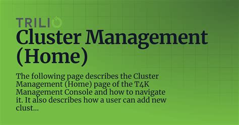 Cluster Management Home Trilio For Kubernetes