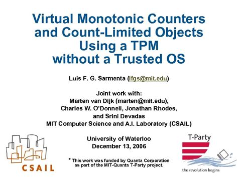 Virtual Monotonic Counters And Count Limited Objects Using A