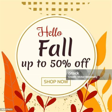 가을 또는 가을 판매 배경 소셜 미디어 게시물 단풍 테두리가있는 배너 디자인 프로모션 나뭇잎 프레임이있는 할인 포스터 최대 50 할인 벡터 일러스트레이션 11월에 대한 스톡