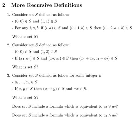Solved 2more Recursive Definitions 1 Consider Set S Defined