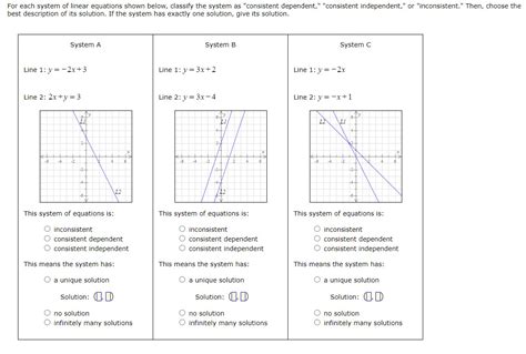 [solved] for each system of linear equations shown below