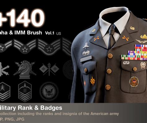 Artstation 140 Military Rank And Badges Alpha Brush Vol1 Us Brushes