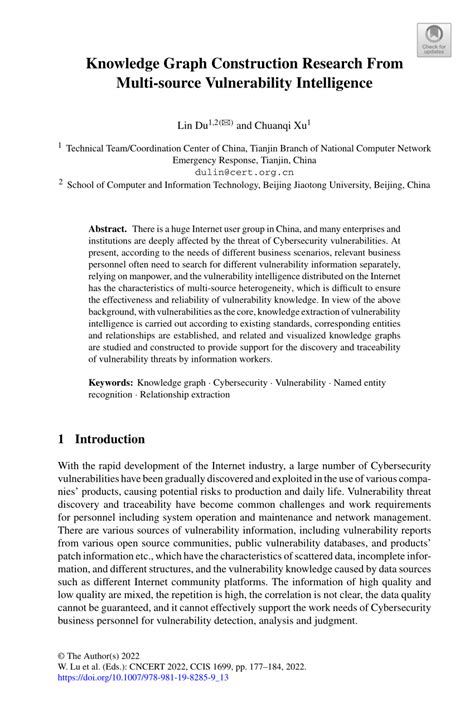 Pdf Knowledge Graph Construction Research From Multi Source Vulnerability Intelligence