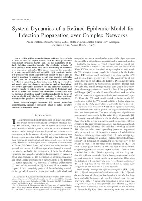 Pdf System Dynamics Of A Refined Epidemic Model For Infection Propagation Over Complex Networks