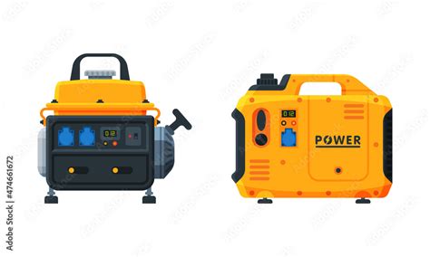 Types Of Industrial Electrical Power Generator Vector Set Stock Vector Adobe Stock
