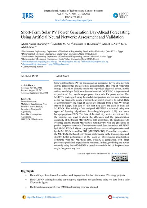 Pdf Short Term Solar Pv Power Generation Day Ahead Forecasting Using Artificial Neural Network