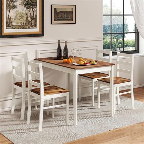 Powerstone Dining Table Set For 4 Kitchen Table Chairs Set Of 4 With