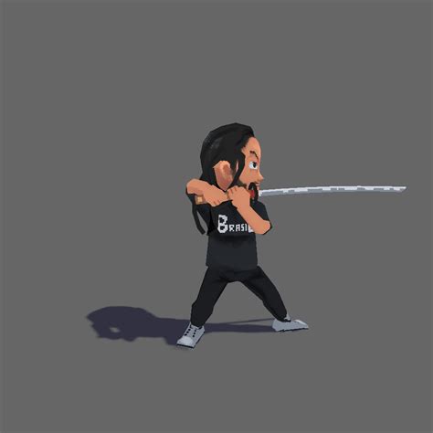 Urban Samurai In Lowpoly Pixelart Textures And Fabulous Hair R Low Poly