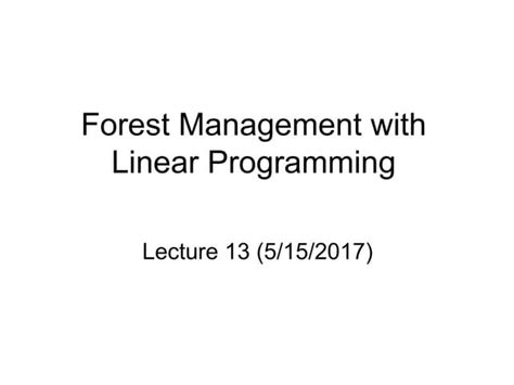 Linear Programming In Forestry Nepalppt