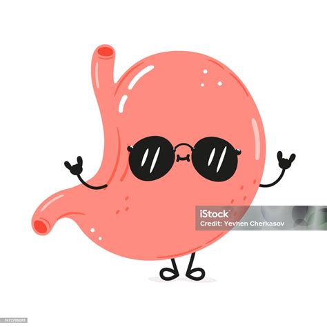 귀여운 재미 있는 위장 흔들리는 손 캐릭터 벡터 손으로 그린 만화 Kawaii 캐릭터 그림 아이콘입니다 흰색 배경에 격리 위