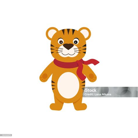 귀여운 만화 줄무늬 빨간 호랑이 산타 행복과 파도 눈송이와 겨울 배경에 재미 아기 호랑이 즐거운 성탄절 겨울에 대한 스톡 벡터 아트 및 기타 이미지 Istock