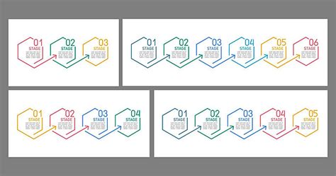 Set Of Infographic Chart Design Templates In Colorful Hexagonal Shape