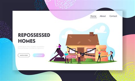 경매 입찰에서 문자 압류 압수 재산 방문 페이지 템플릿 사람들 판매 및 몰수 구매 유언에 대한 스톡 벡터 아트 및 기타 이미지