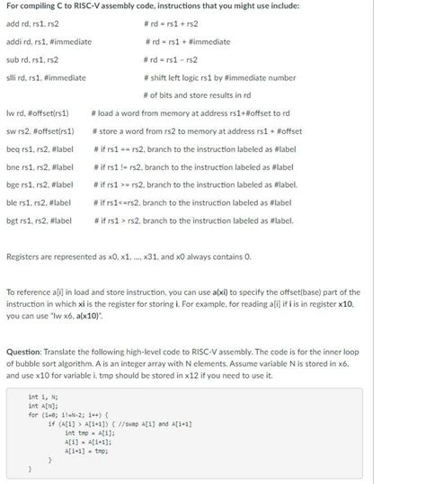 Solved For Compiling C To Risc V Assembly Code Instructions